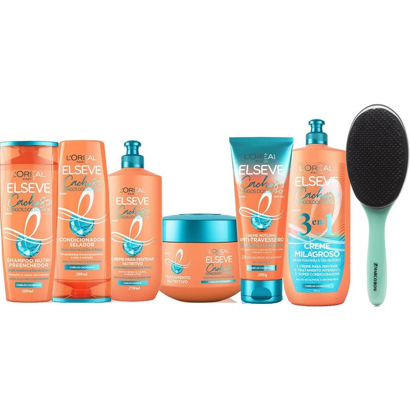 Kit Cachos Longos dos Sonhos Completo Elseve Com Escova Desembaraçante ...