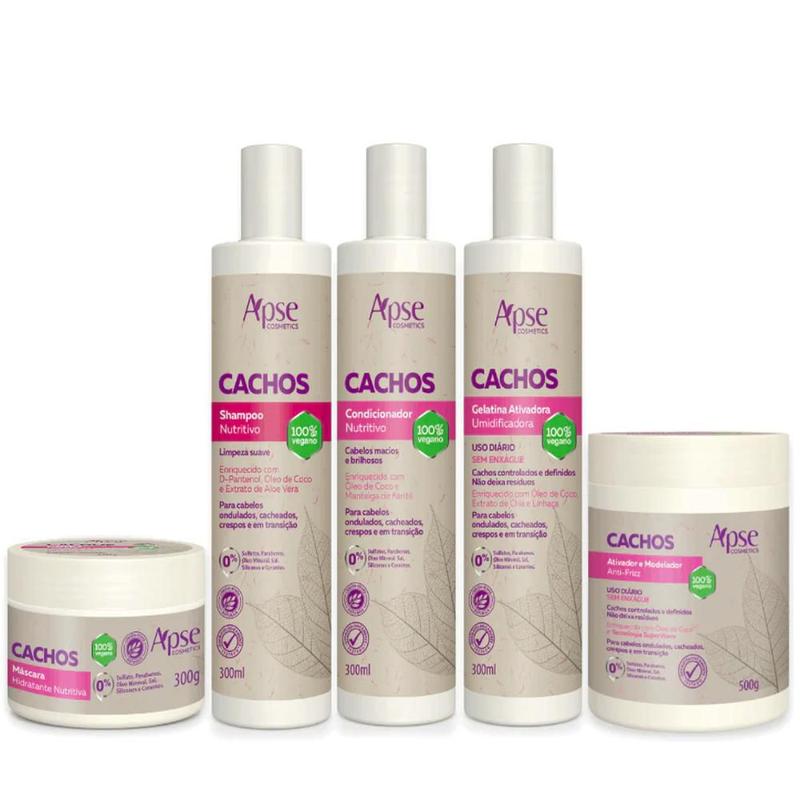 kit Cachos Shampoo, Cond., Gelatina, Ativador, Máscara Apse - Apse Cosmetics - Kit de Tratamento ...