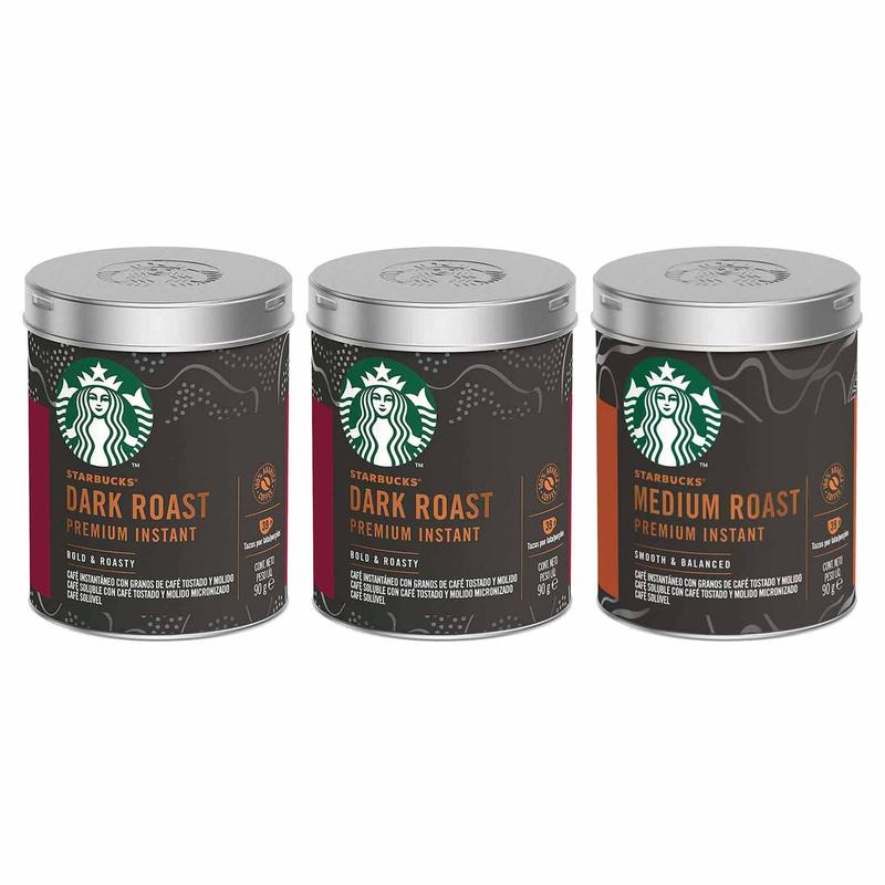 Kit Café Solúvel Starbucks 2un Dark Roast + 1un Medium Roast - Café ...