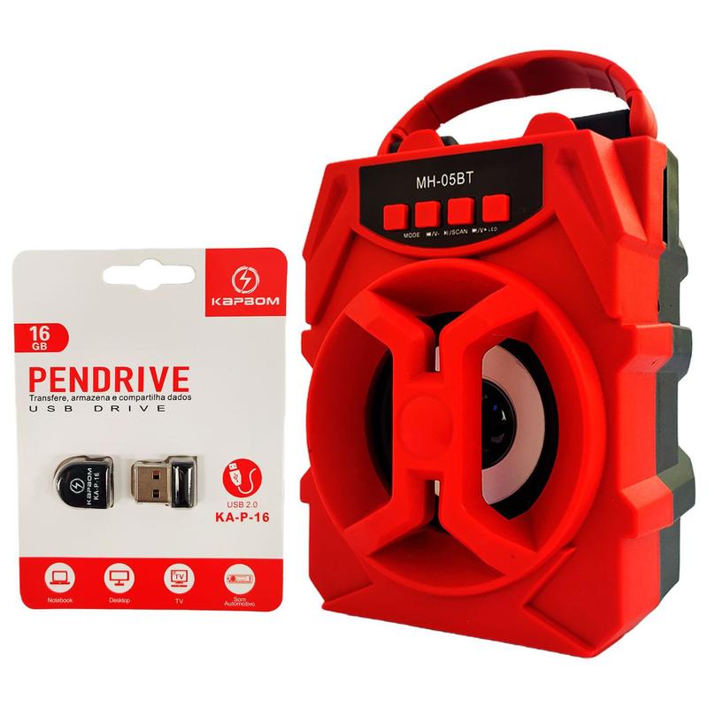 Kit Caixinha de Som Potente Recarregável Usb Micro SD Aux Bluetooth FM ...