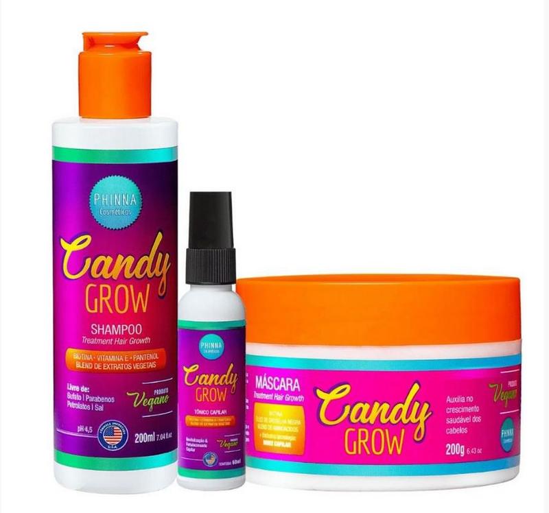 Kit Candy Grow Shampoo Máscara E Tônico Phinna - Kit de Tratamento para ...