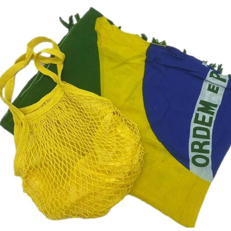 Kit Canga Bandeira Do Brasil E Bolsa De Praia Rede Amarela - Empório do ...
