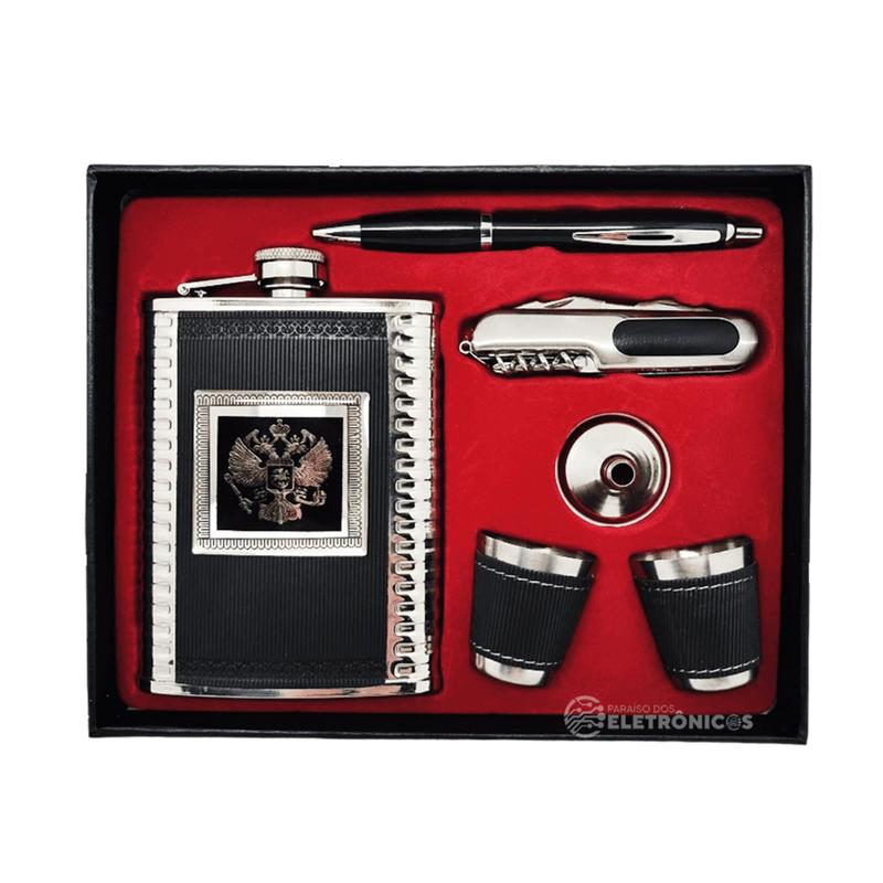 Kit Cantil Porta Bebidas Caneta Canivete Abridor 2 Copos Shot Funil ...