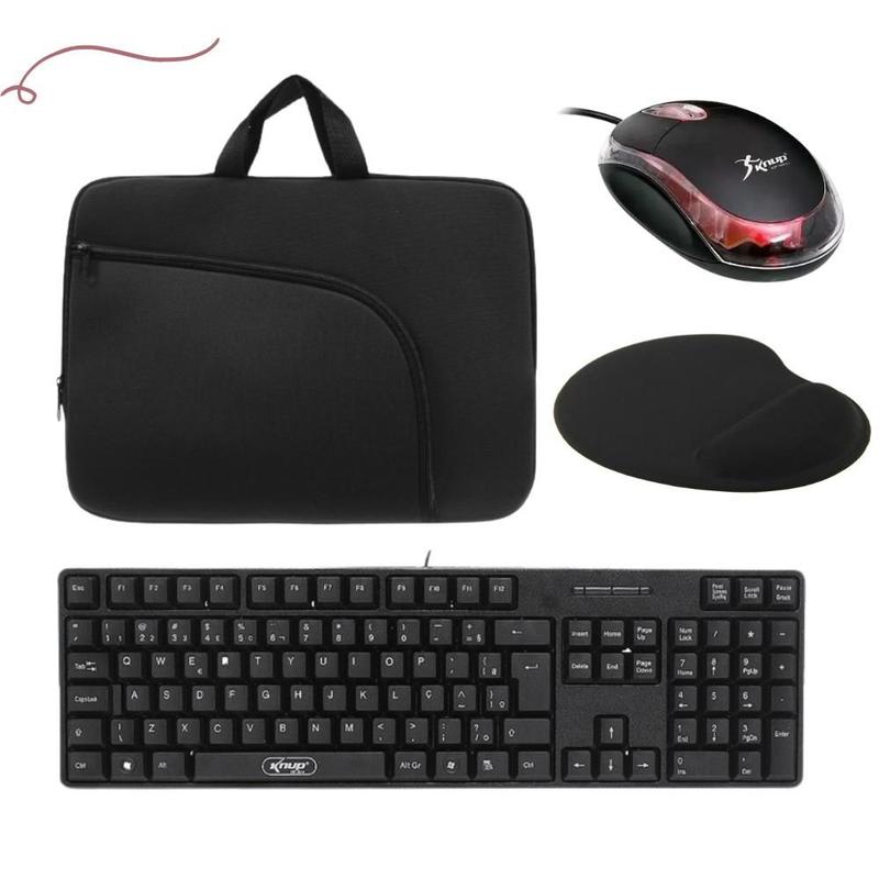 Kit Capa Para Notebook Maleta Pasta + teclado Mouse Pad Suporte Para ...