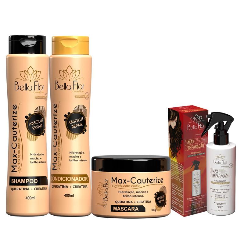 Kit Capilar Cauterize e Max Rep. 4 Produtos Profissionais - Bella Flor ...