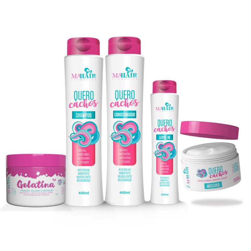 Kit Capilar Quero Cachos e Gelatina - 05 Produtos - Mahair Cosmetics ...