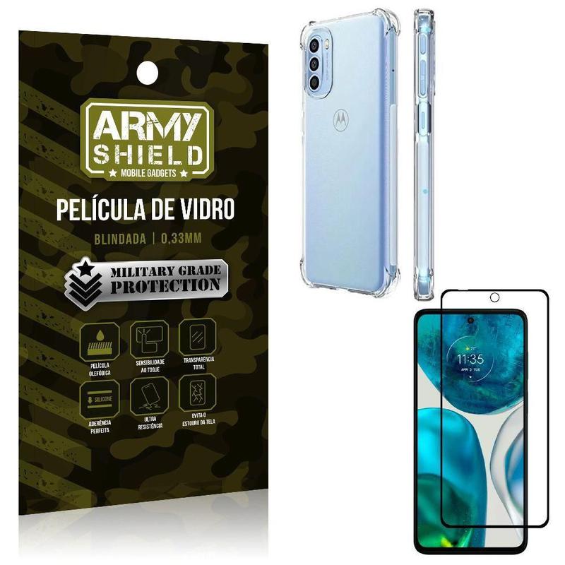 Kit Capinha Anti Impacto Moto G52 + Película Vidro 3D - Armyshield ...