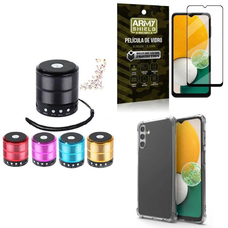 Kit Capinha Samsung A13 5G + Mini Som Bluetooth +Película 3D ...