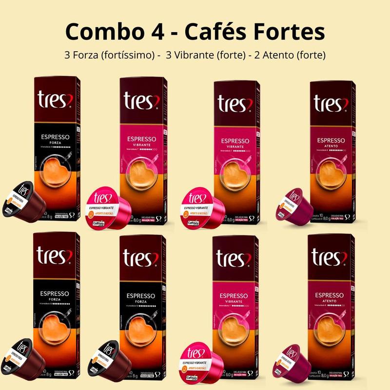 Kit Cápsulas TRES Corações - 80 cápsulas - Cafés Fortes - Cápsulas de ...