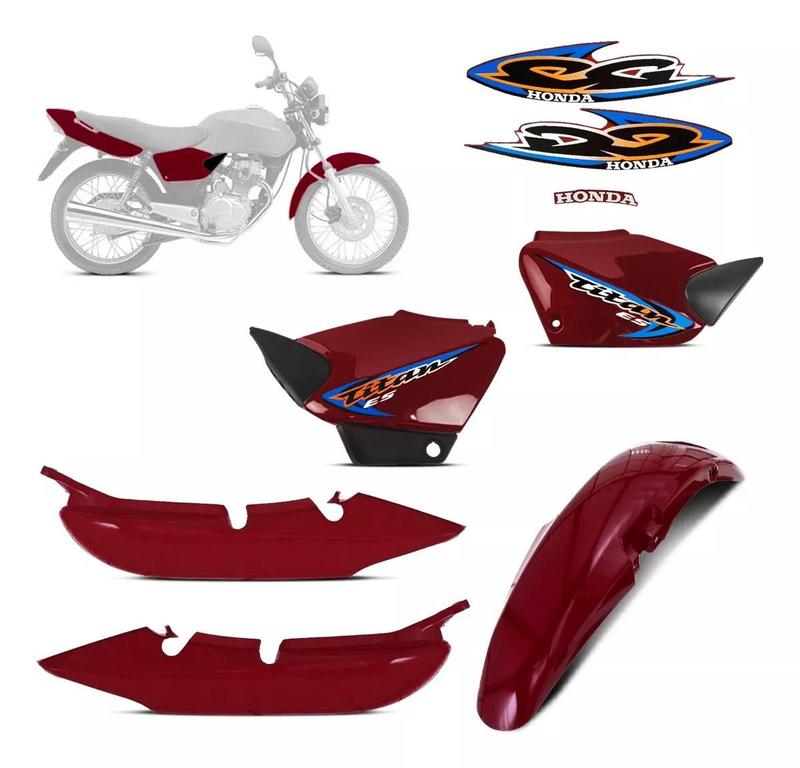 Kit Carenagem Completo Titan 125 Es 2000 Vermelha com Adesivos - PRO ...
