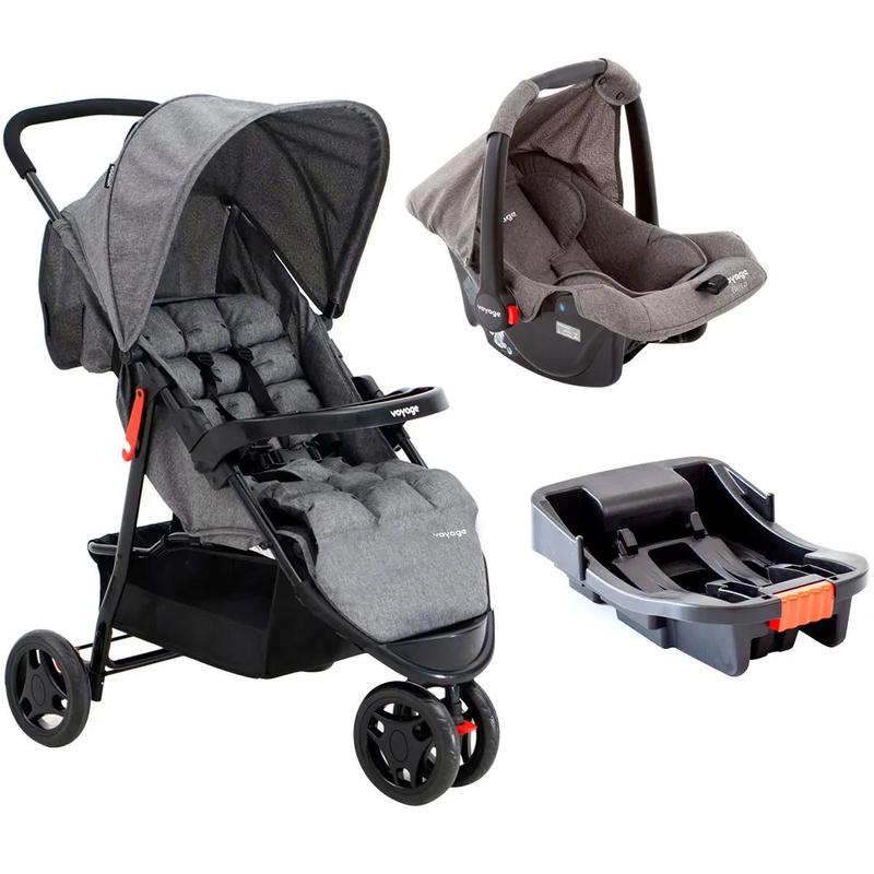 Kit Carrinho Bebê 3 Rodas Reclinável e Berço Até 15kg Delta Trio PRO ...