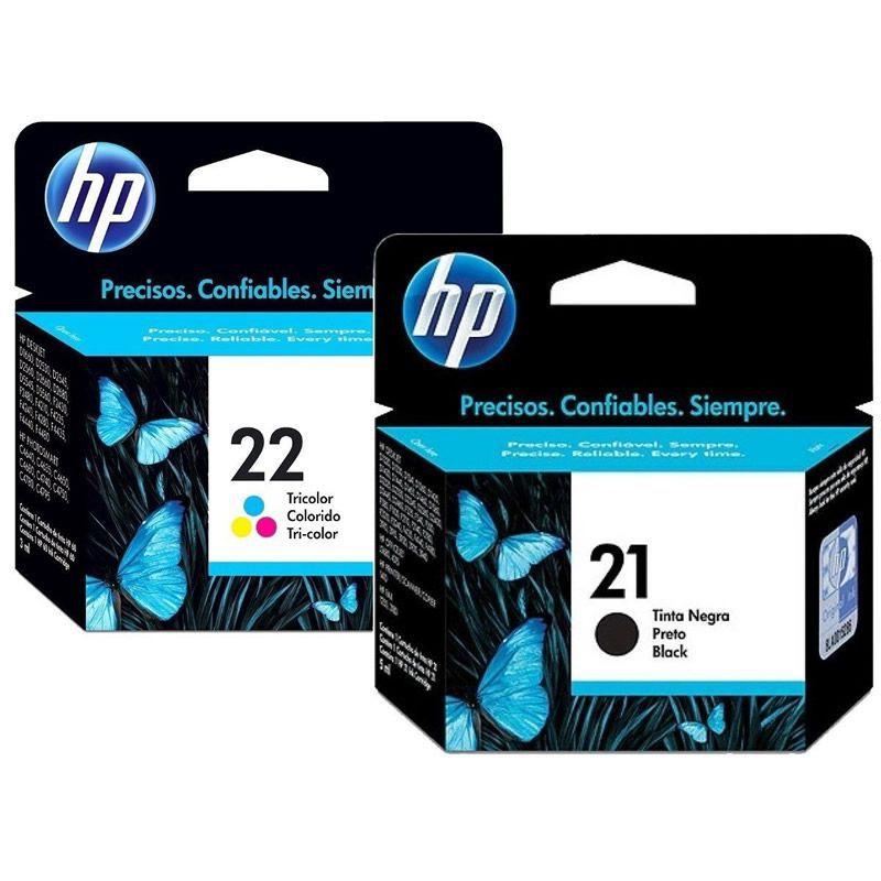 Kit Cartucho HP 21 Preto Original + Cartucho HP 22 Colorido Original ...
