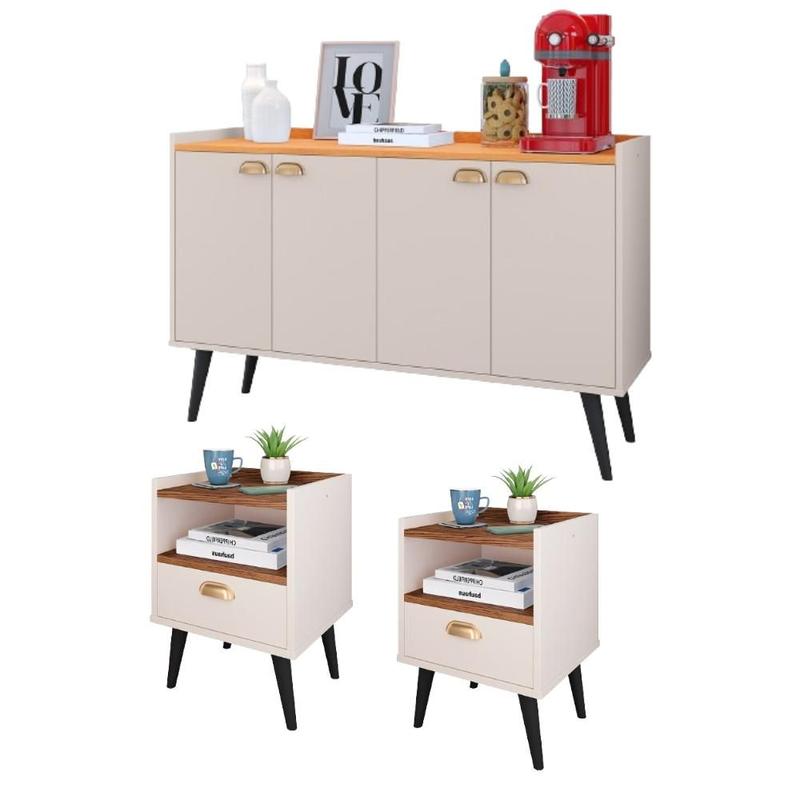 Kit Casa Completa 2 Mesas Cabeceira Estilo Mesinhas Lateral Cama ...