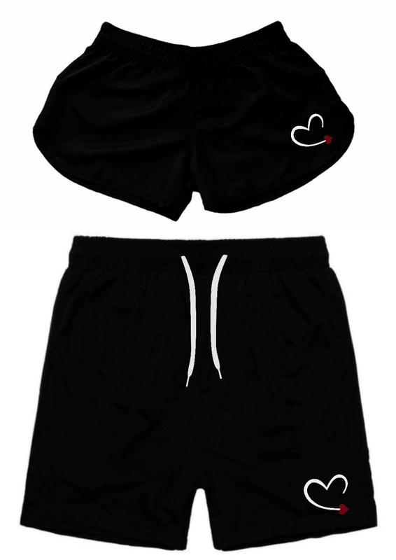 Kit Casal Short Moda Praia Verão Bermudas Tactel ET Combinando Amor ...