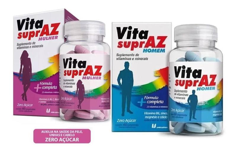 Kit Casal Vita Supraz Homem E Mulher 2x60 Comprimidos - UNIAO QUIMICA ...