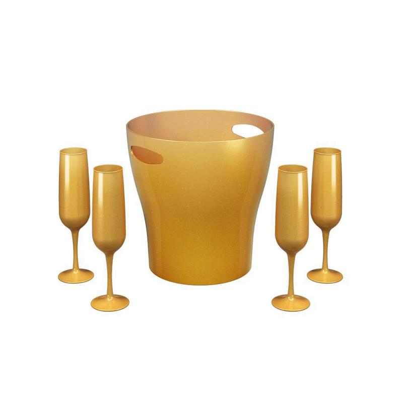 Kit Celebration Cooler Balde Bebidas E 4 Taças Coza Dourado - Bar e ...