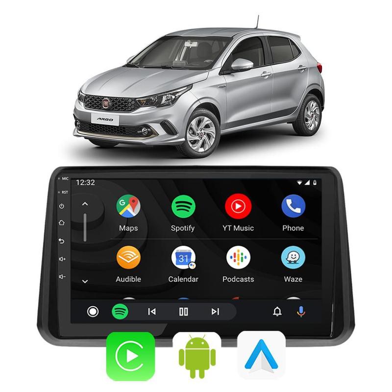 Kit Central Multimidia Android Auto Argo Cronos 2018 A 2021 2022 2023 9" Google Assistente e ...