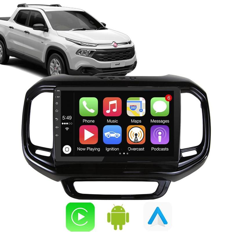 Kit Central Multimídia Android Auto CarPlay 9 Polegadas Para Fiat Toro 2016 - 2023 GPS TV Online ...