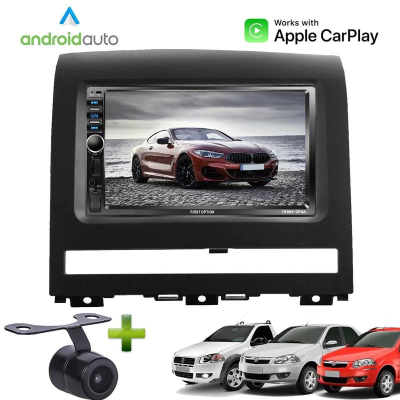 Kit Central Multimidia + Camera de Ré + Moldura palio strada siena idea 05 até 12 - First Option ...