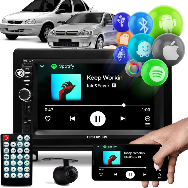 Kit Central Multimídia Mp5 Aparelho 2 Din Touch Screen 7 Polegadas Com ...