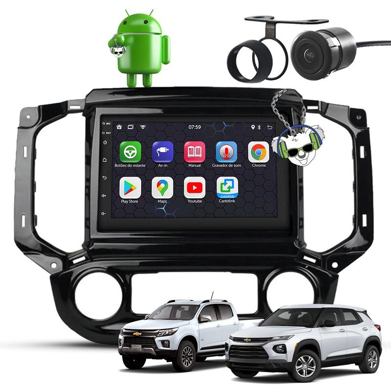 Kit Central Multimídia Sistema Android Espelhamento Usb Bluetooth Chevrolet Gm S10 E Trailblazer ...