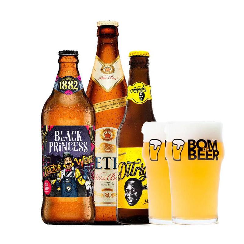 Kit Cervejas Especiais de Trigo + 2 Copos Bom de Beer 300ml - Copo de ...