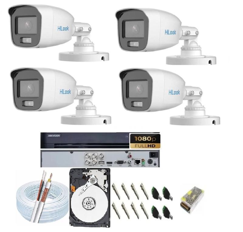 Kit CFTV 4 Câmeras Hilook/Hikvision Colorvu Imagens Noturnas Coloridas ...