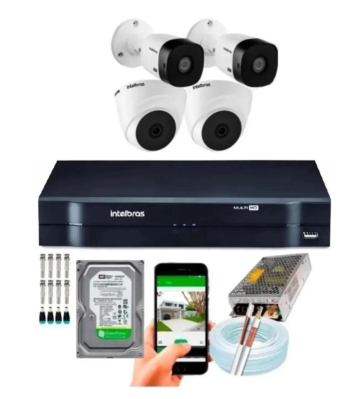 Kit Cftv 4 Câmeras Intelbras 1120 Dvr Intelbras Mhdx 1104 - Gravador de ...