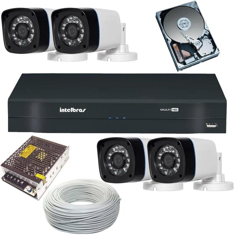 Kit Cftv 4 Cameras Segurança Dvr Intelbras Acesso Celular - Câmera CFTV ...