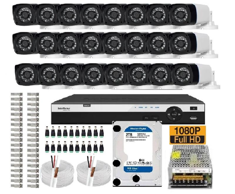 Kit Cftv Dvr 32 Canais Intelbras 3132mhdx 24 Câmeras Bellet Full Hd ...