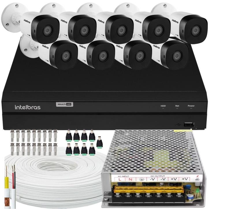 Kit Cftv Monitoramento 9 Cameras Intelbras 1120b Dvr 1216 S/HD ...