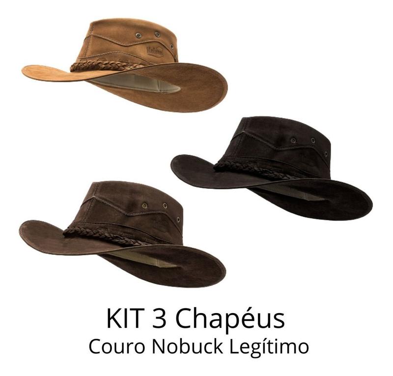 Kit Chapéu Cowboy Vaqueiro Country Unissex Em Couro Promoção - IMP ...