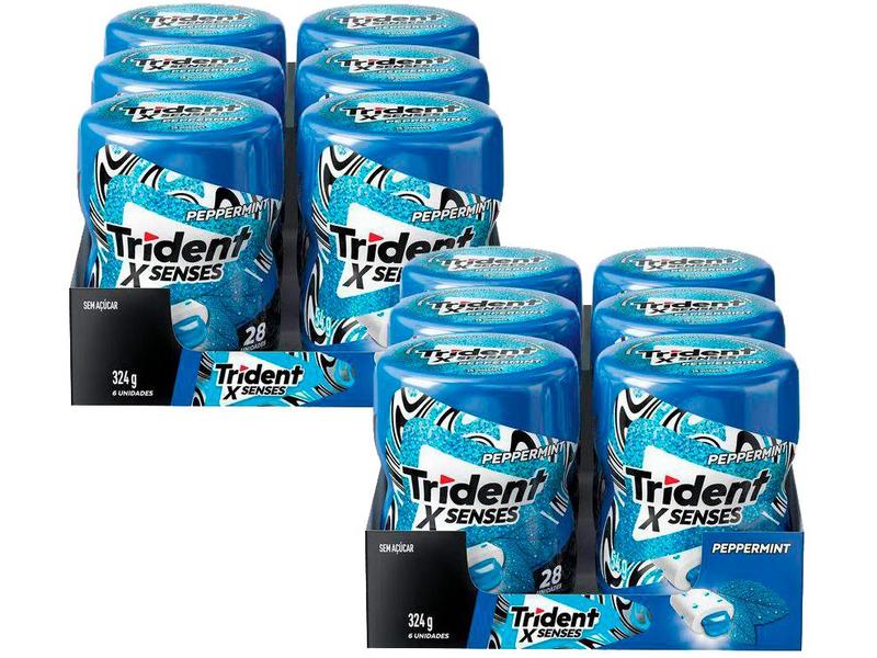 Kit Chiclete Trident X Senses Hortelã - Display de Garrafa 12 Unidades ...