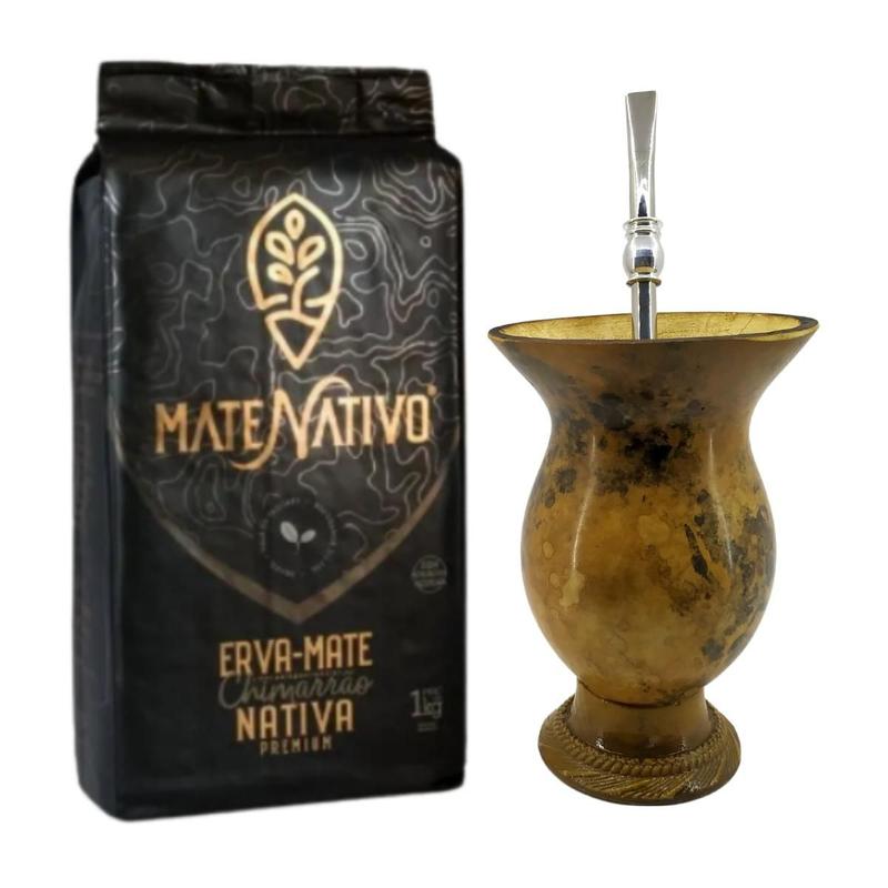 Kit Chimarrão 1 Cuia Porongo Com Pé De Massa 1 Bomba Inox Sobrecano ...