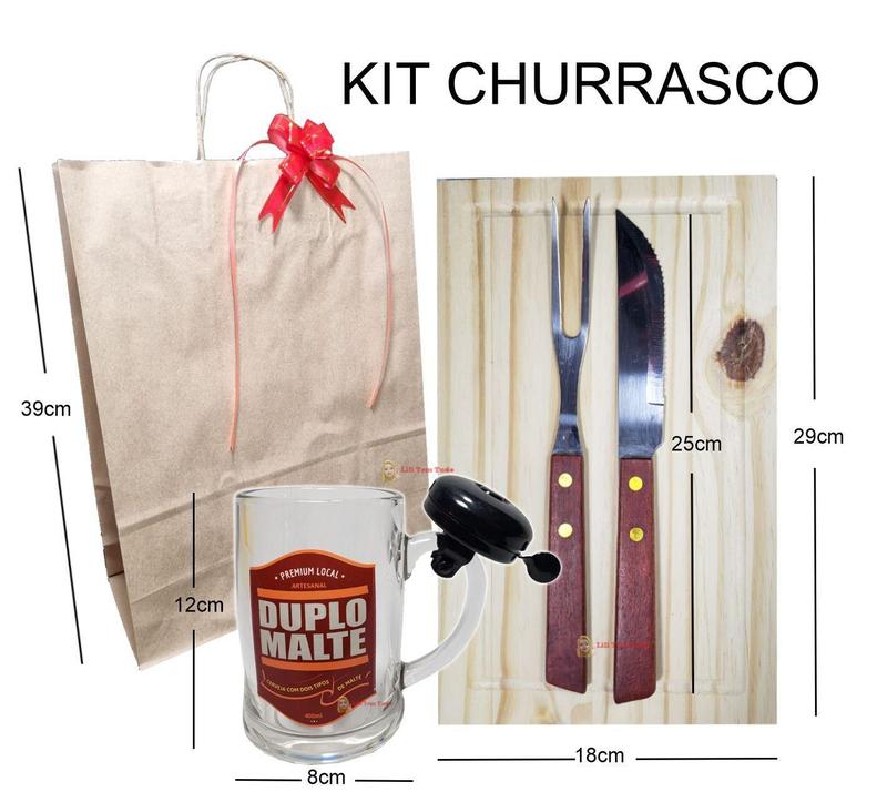 Kit Churrasco 4Pcs Faca E Garfo Aço Inox Caneca Chopp Tábua - M Do ...