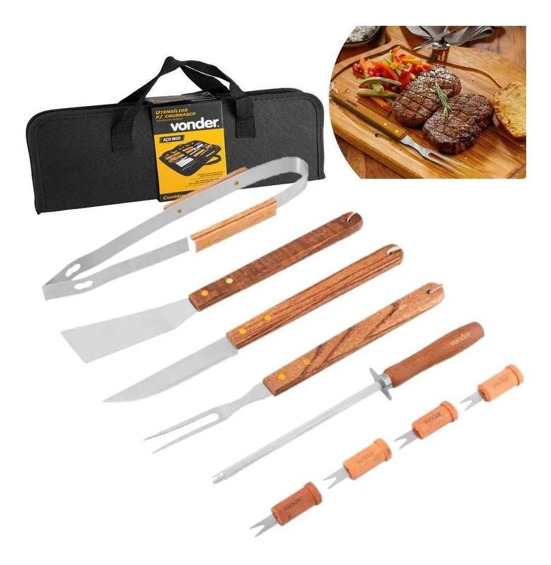Kit Churrasco Vonder C/10Pcs Em Aco Inox C/Estojo - Kit Churrasco ...