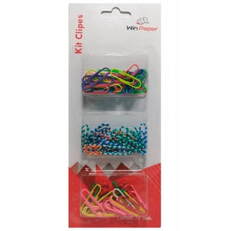 Kit clips 3 modelos colorido 75 un WinPaper - Clips - Magazine Luiza
