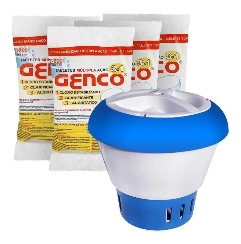 Kit Clorador Flutuador Para Piscinas 5 Pastilhas De Cloro - GENCO ...