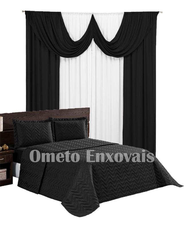 Kit Cobre Leito 3 Peças + Cortinas De 2 Metros Para Sala ou Quarto ... Kit Cobre Leito 3 Peças + Cortinas De 2 Metros Para Sala ou Quarto ...