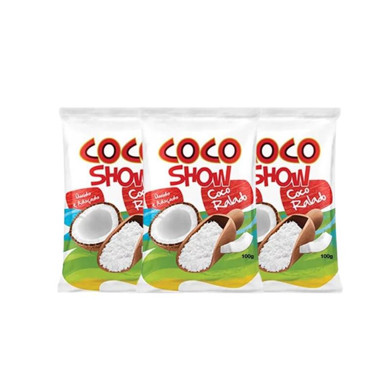 Kit coco ralado úmido e adoçado coco show 100g c/ 3 - copra - Coco ...