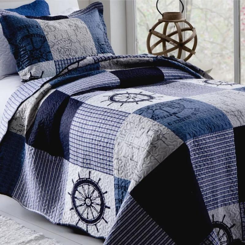 Kit Colcha Cobre Leito Infantil Estampado Travesseiro Menino Dupla Face Patchwork Solteiro 2 ...