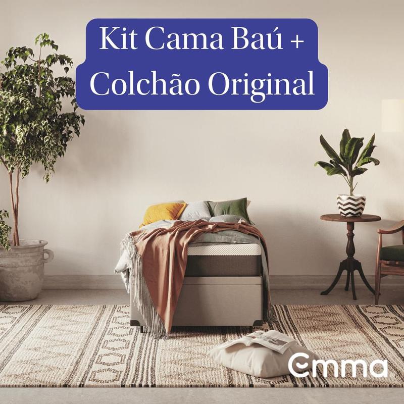 Kit Colchão Emma Original + Cama Baú Emma Solteiro - Base para Cama Box ...