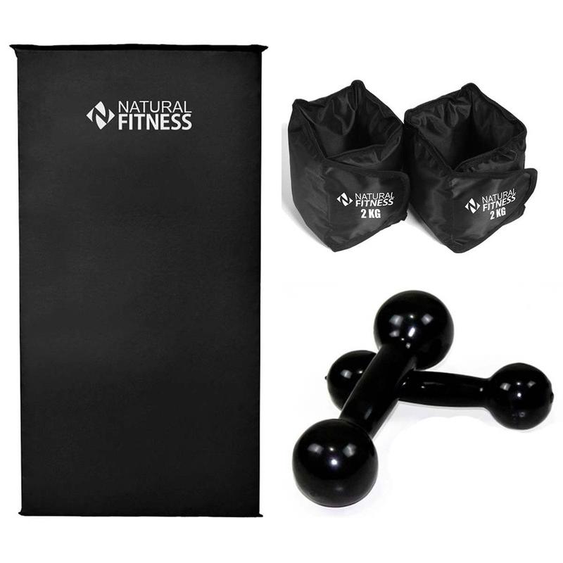 KIT COLCHONETE + HALTERES DE 1 KG + CANELEIRAS DE 2 KG Para Academia ...