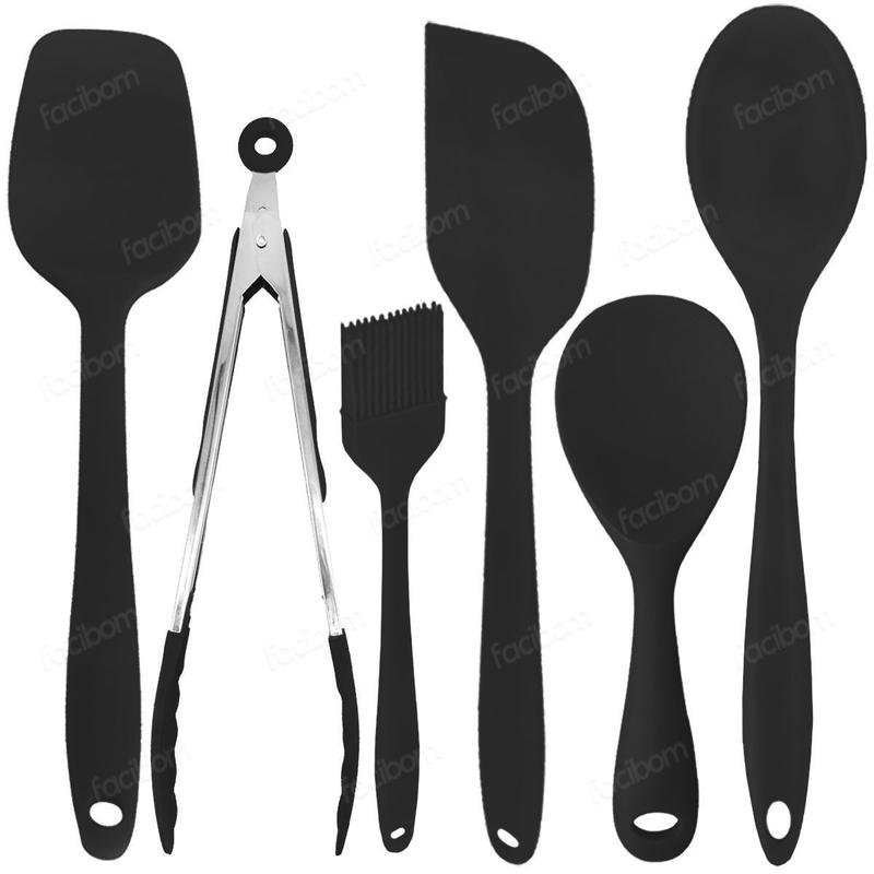 Kit Colheres De Silicone Utensílios Cozinha Pincel Espátulas - Facibom ...