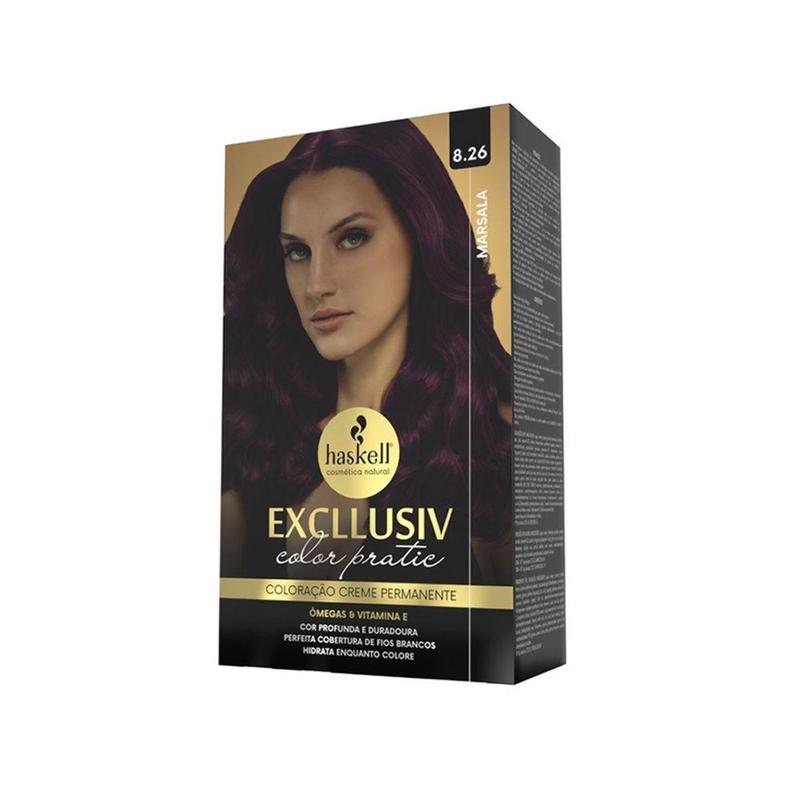 Kit coloração excllusiv haskell 8.26 - marsala - Tinta de Cabelo ...