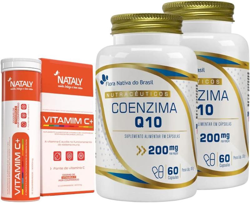 Kit Com 02 - Coenzima Q10 100% Pura (200mg por porção) 60 Caps Flora ...