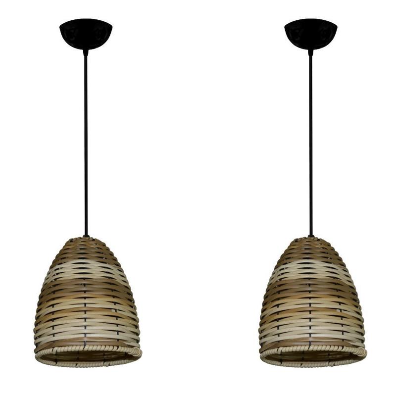 Kit com 02 lustres de Junco - Luminária pendente - modelo sino ...