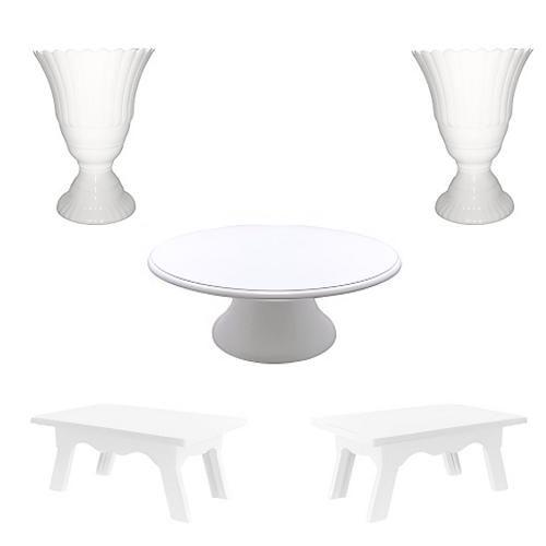 Kit Com 1 Boleira 2 Vasos Real 2 Mesinhas Decoração e Festas - JK ...