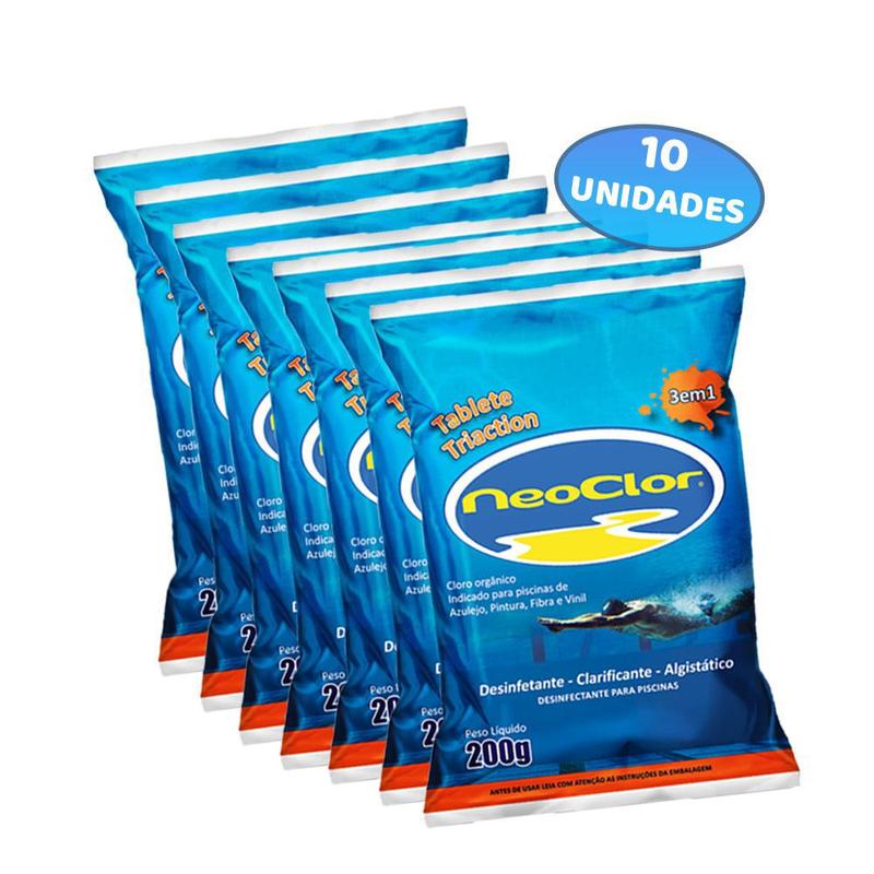 Kit com 10 Pastilhas De Cloro Neoclor Tablete Multi Ação Para Piscinas ...