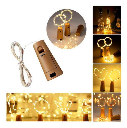 Kit Com 10 Rolha De Led enfeite Luz Fio Fada Garrafa 2m 20 Leds pisca ...